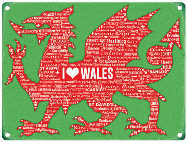 Large Metal Sign-I Love Wales – Beam Sports